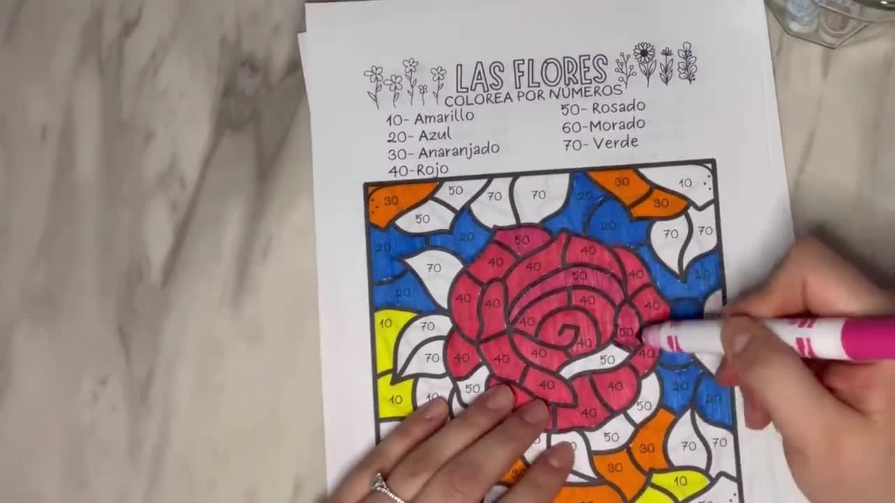 color coded coloring pages spanish