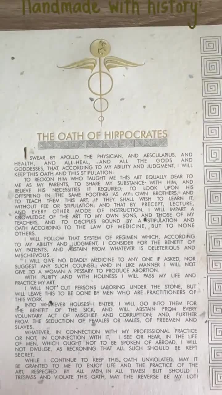 Personalized Hippocratic Oath Of Hippocrates Original Canvas