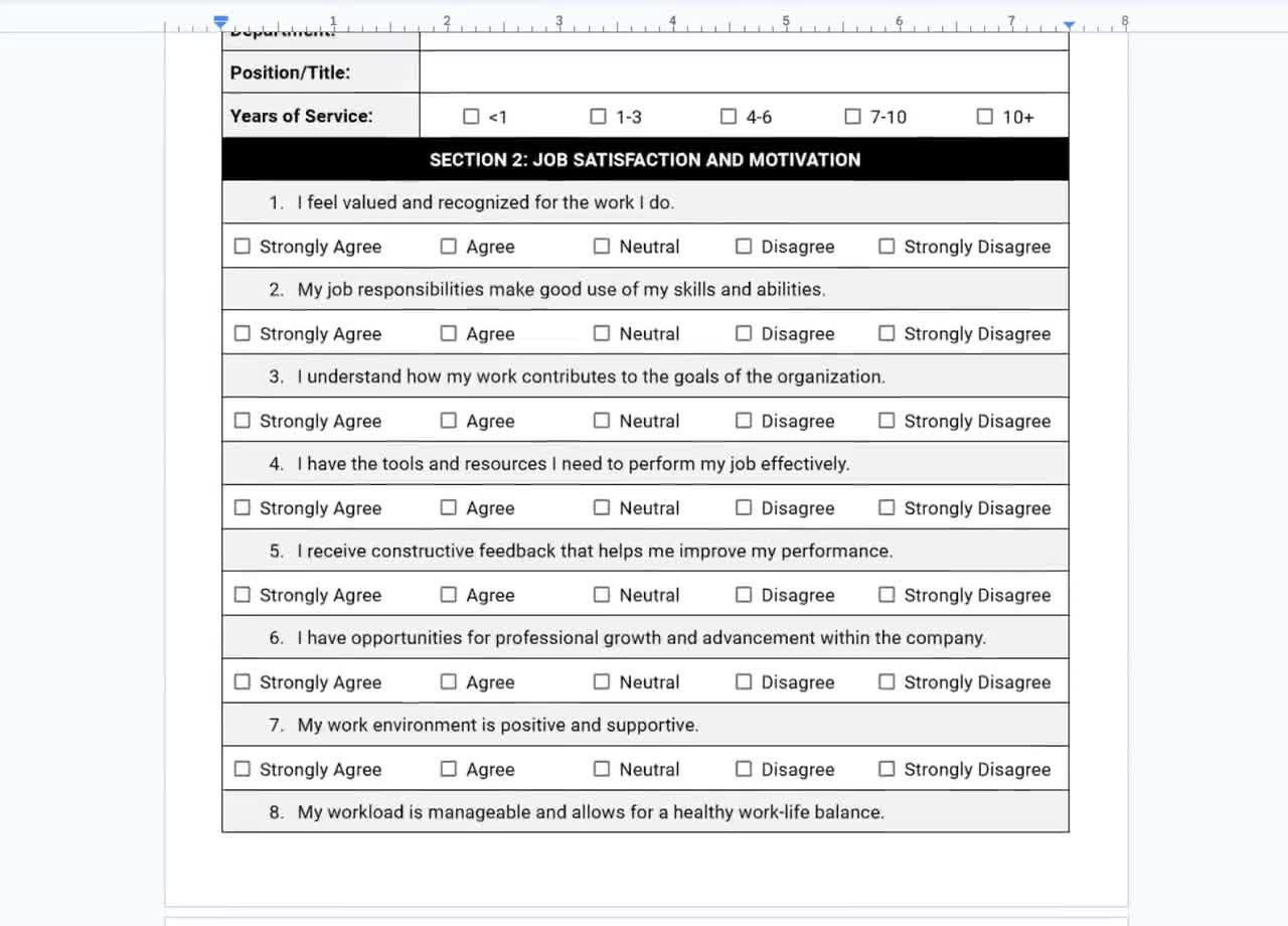 Questionnaire On Motivation Employment Motivation