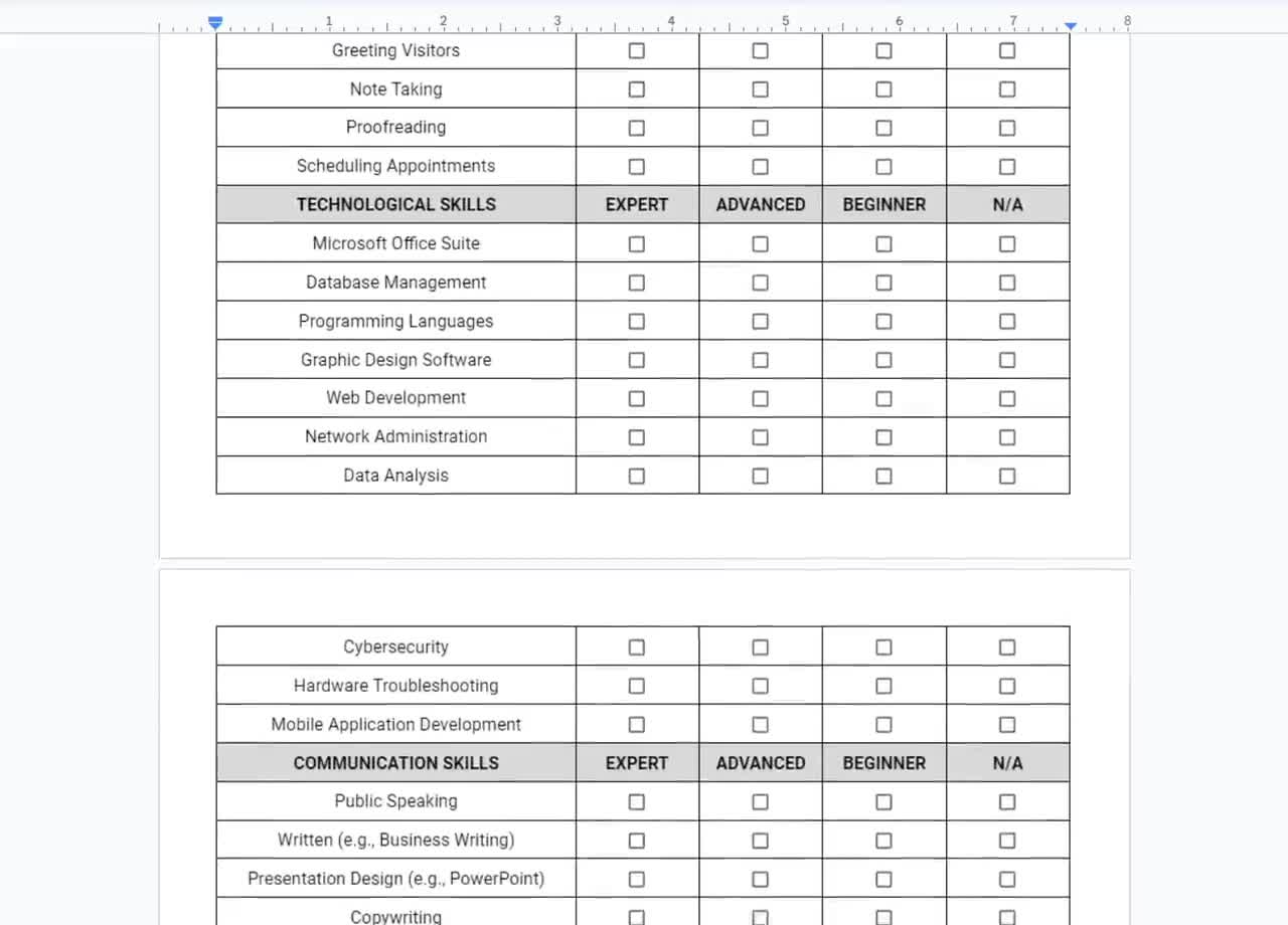 Skills Inventory Template Excel