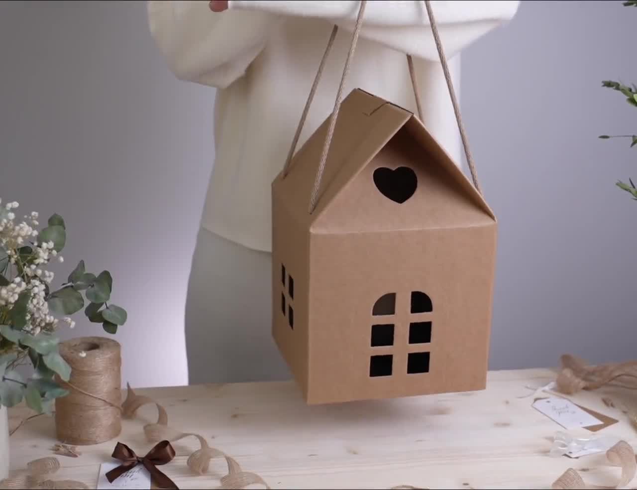 Boxes Shaped Like Houses Kraft Paper Christmas House Treat Boxes 5pk