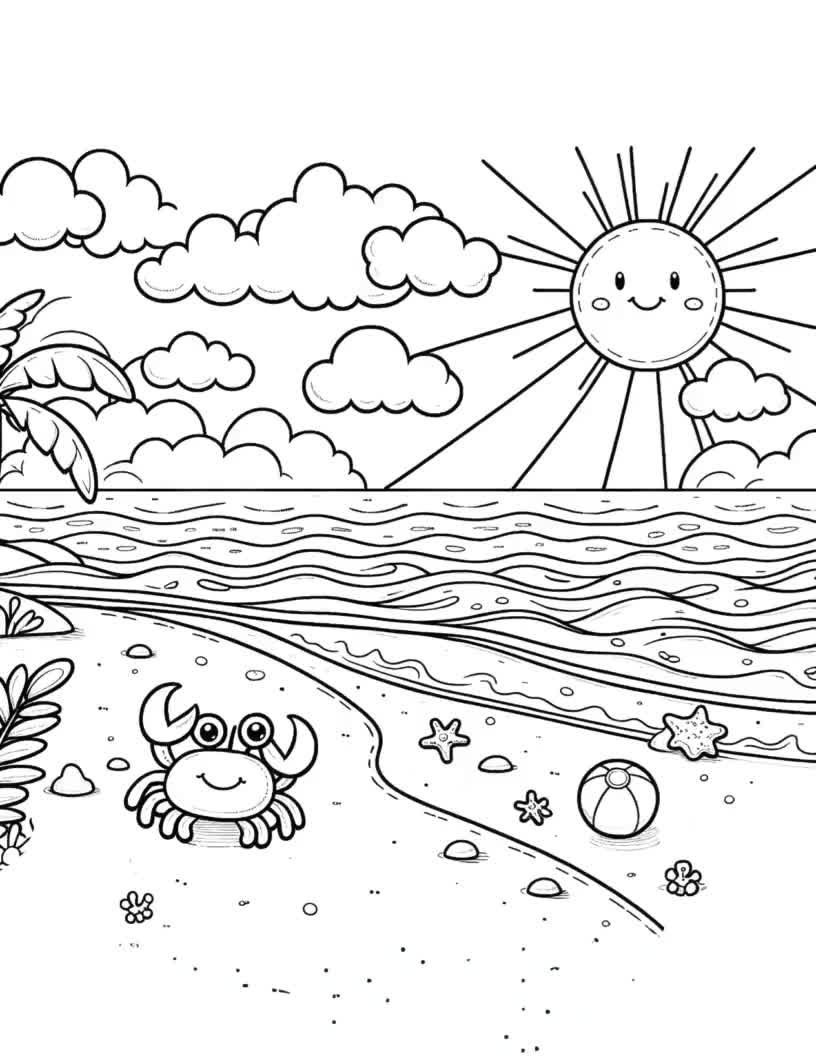 coloring book beach
