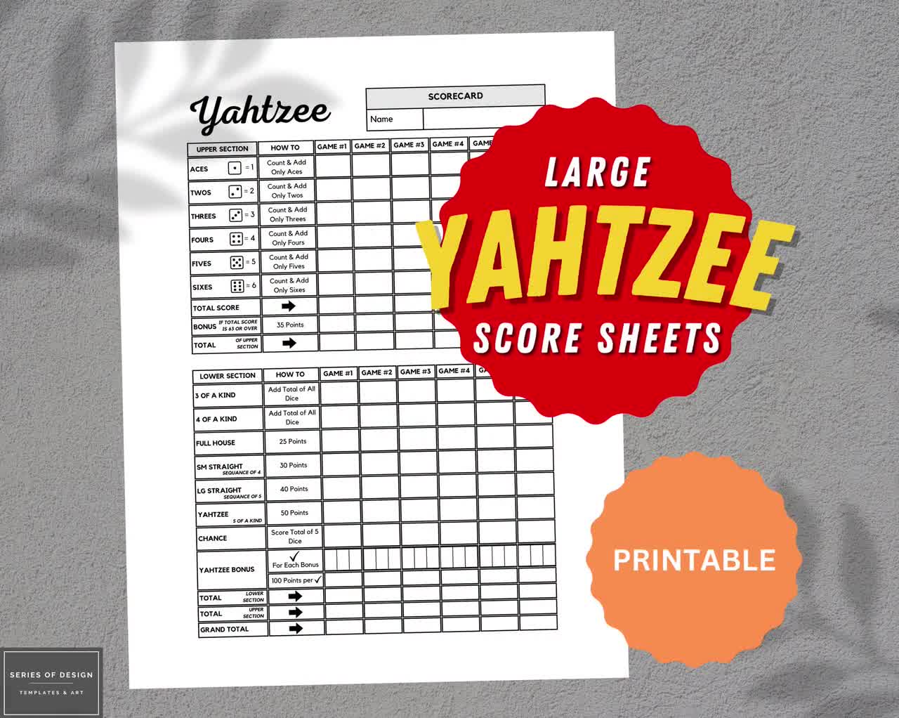 Hojas De Yahtzee Imprimibles Hojas De Ejercicios De Adición