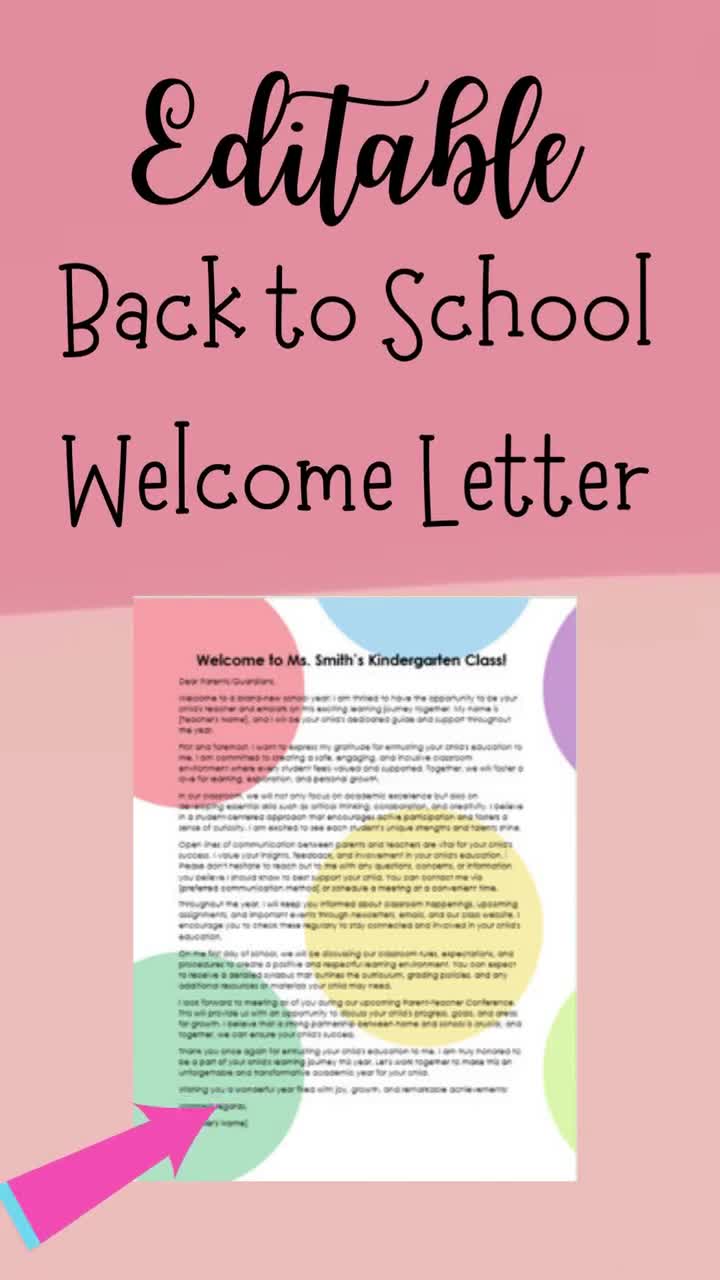 Welcome Back To School Letter High School