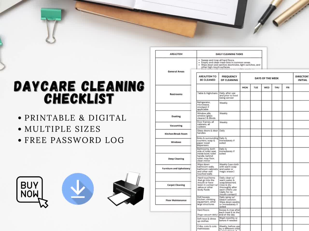 Day Care Cleaning Checklist Printable Cleaning Checklist Printable