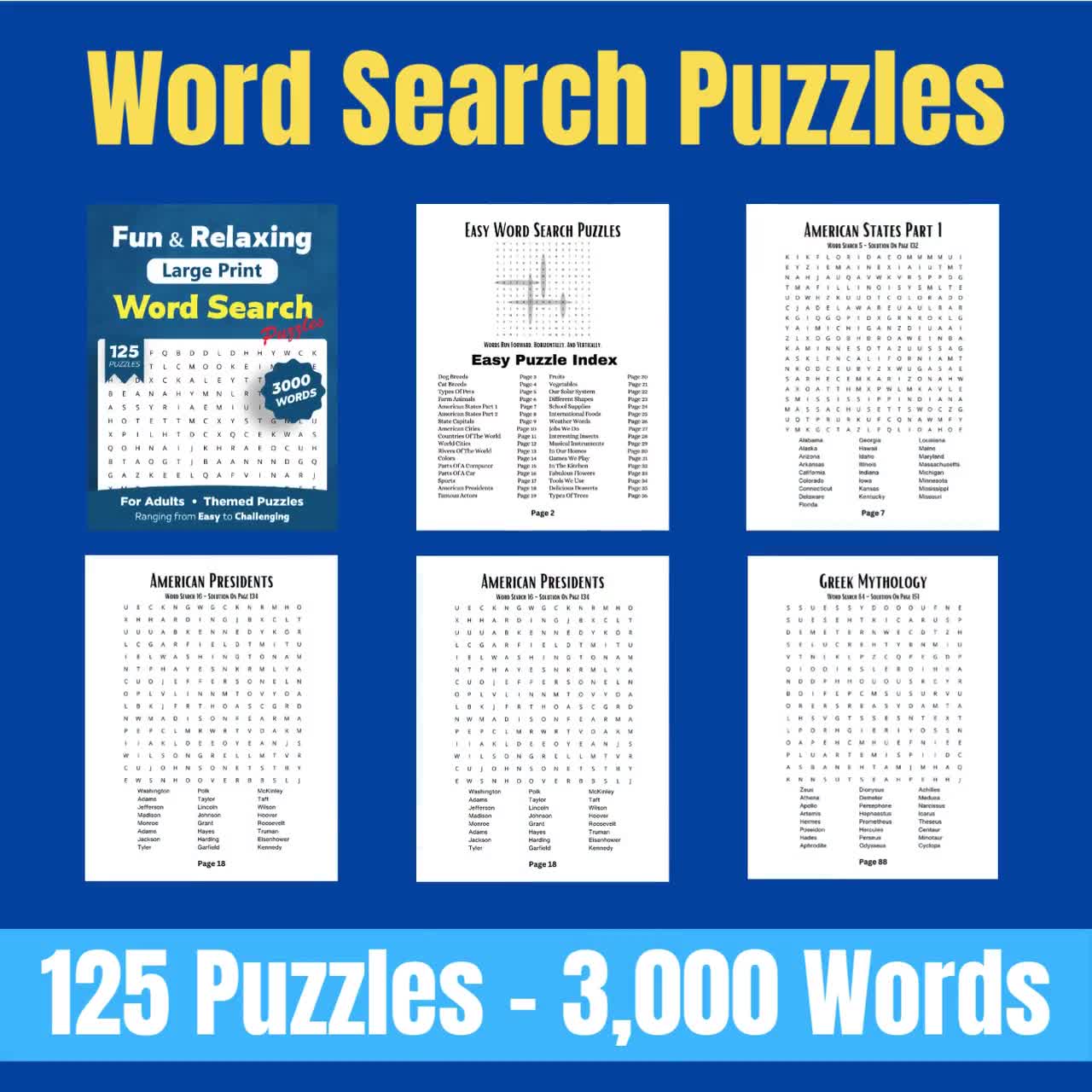 Large Print Word Search Puzzles For Seniors Printable Printable