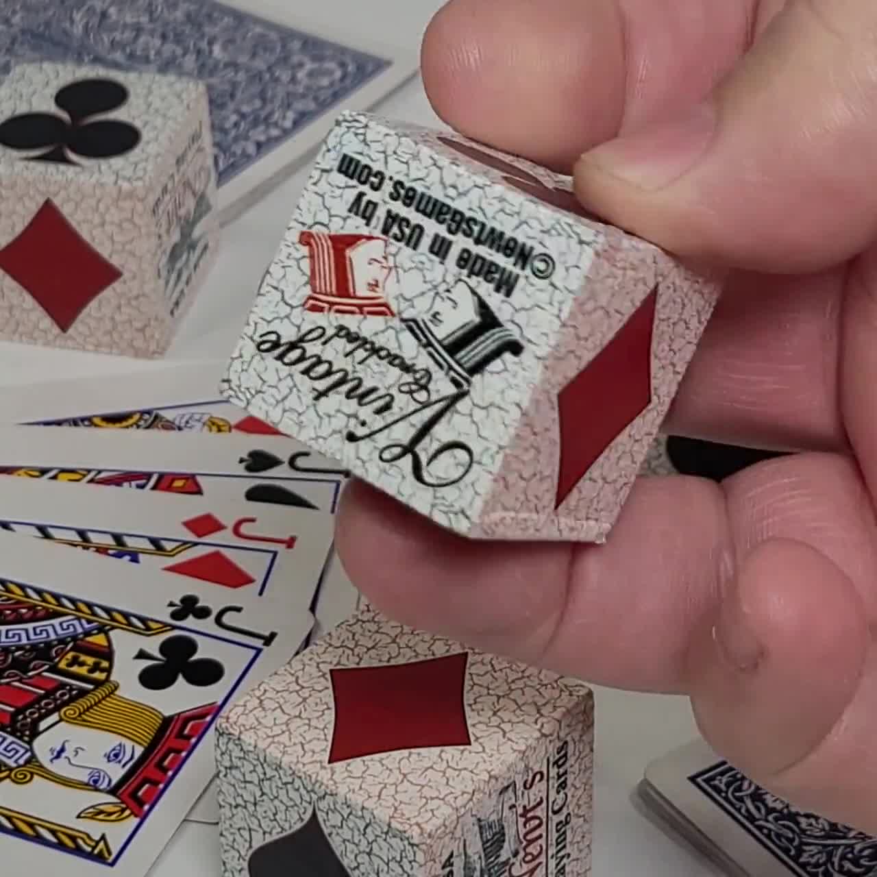 Vintage Wooden Cube Vintage Crackled Trump Marker - Wooden Card Game ...