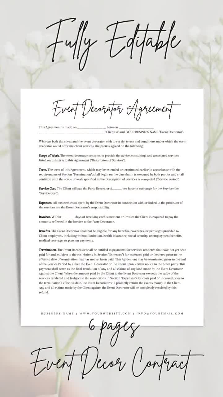 Event Decorator Contract Template Comprehensive Event Planning