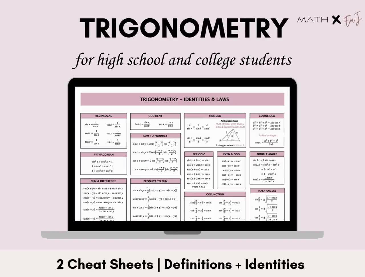 Precalculus Formulas Cheat Sheet