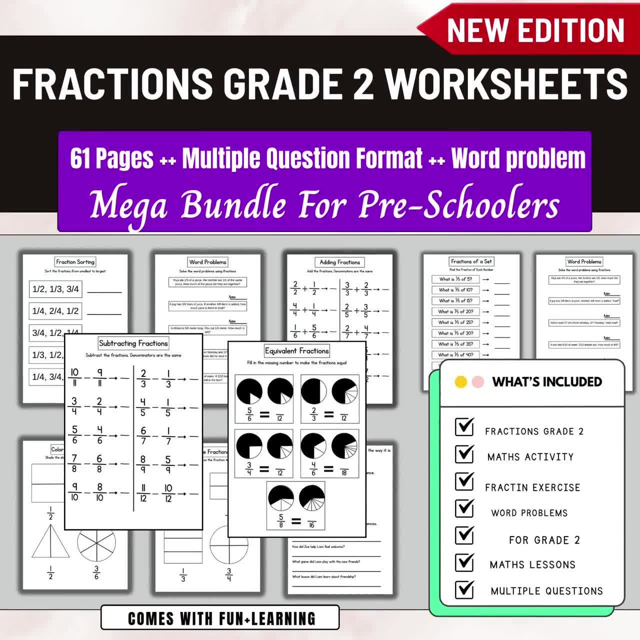 Fractions Math Fractions Worksheets 2nd Grade Math Worksheets Math