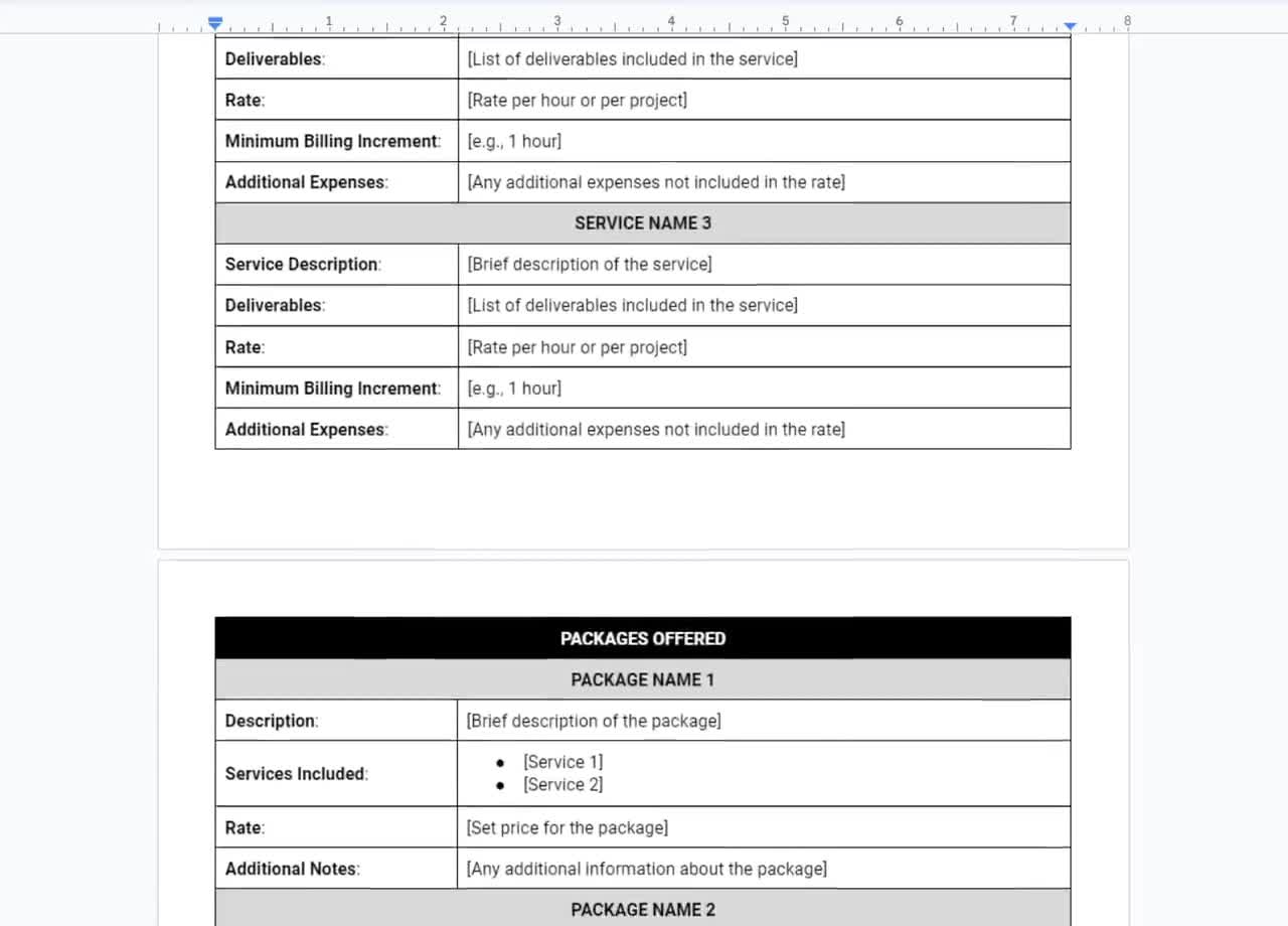 Formal Contractor Rate Sheet Template 35+ Free Invoice Templates To