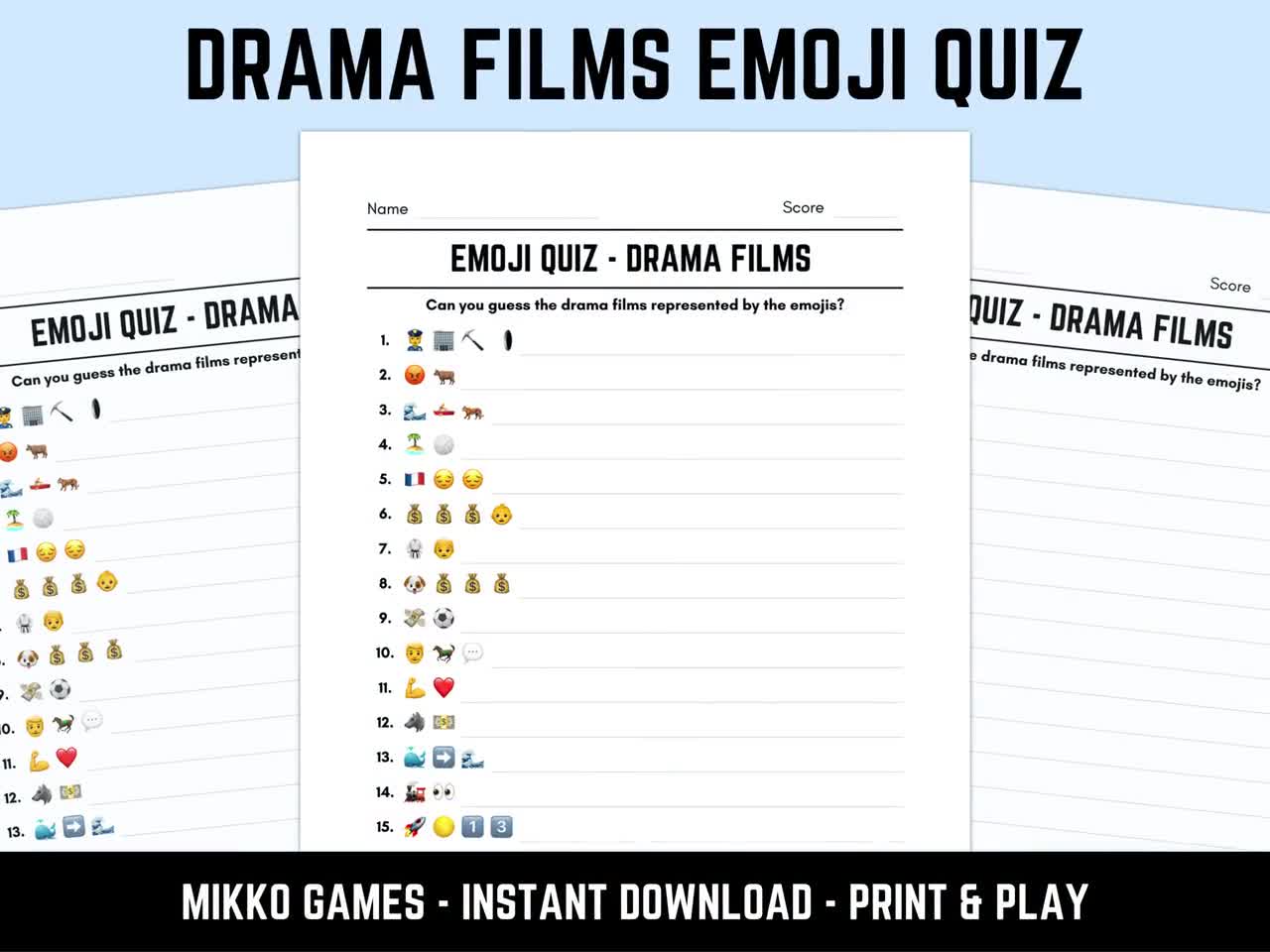 Free Printable 80s Movies Emoji Quiz