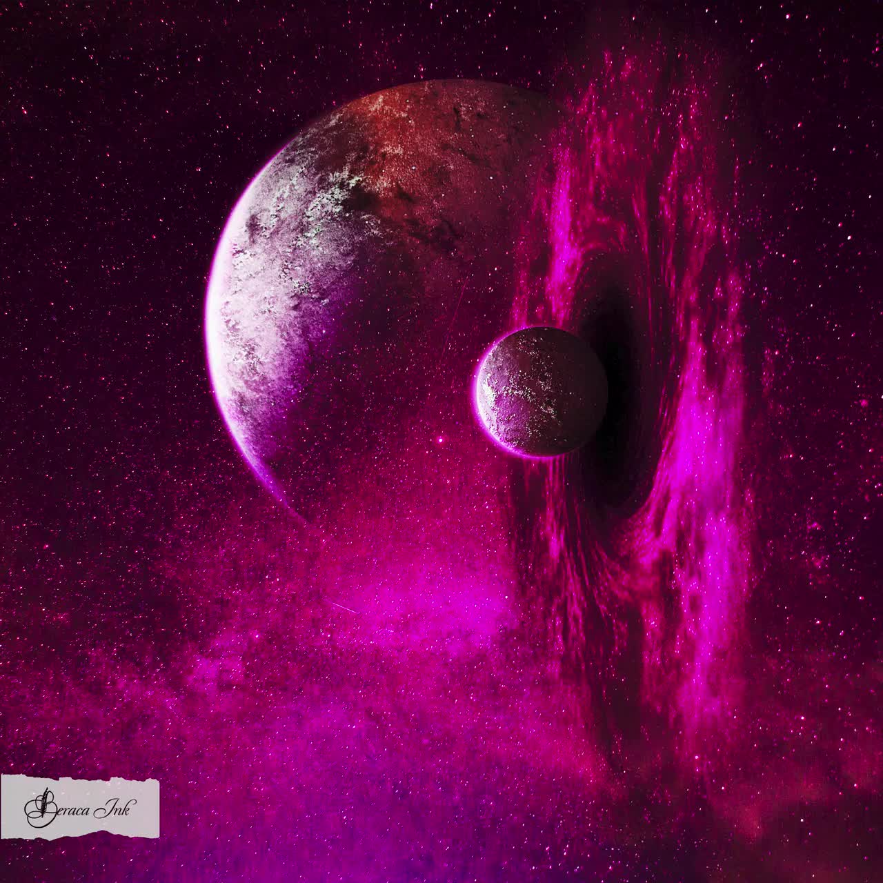 Pink Planets In Space