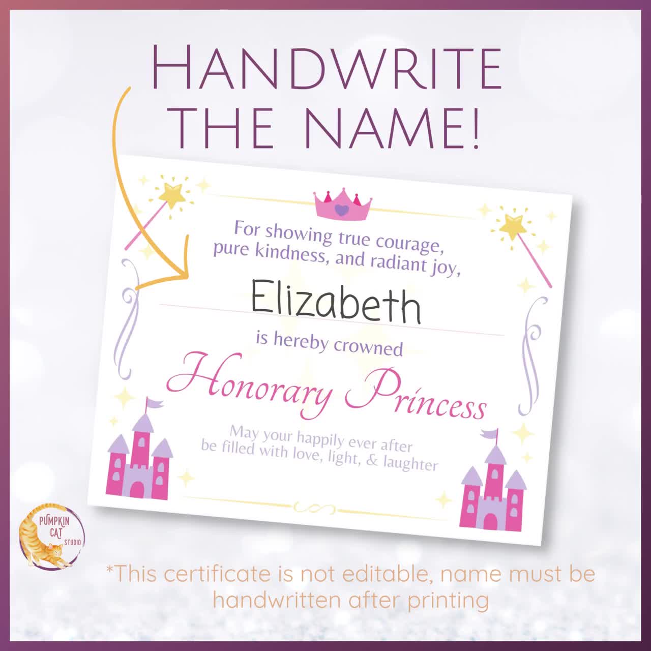 Princess Award Certificate Template Custom Printable Disney Princess