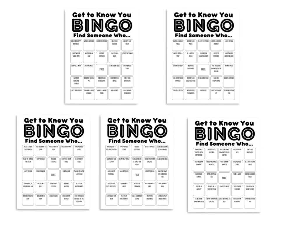 Bridal Shower Ice Breaker Game Blush Wedding Human Bingo Cards ...