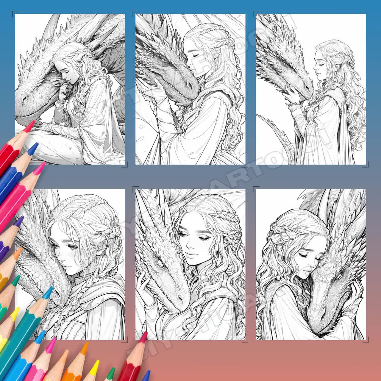 girl and dragon coloring pages