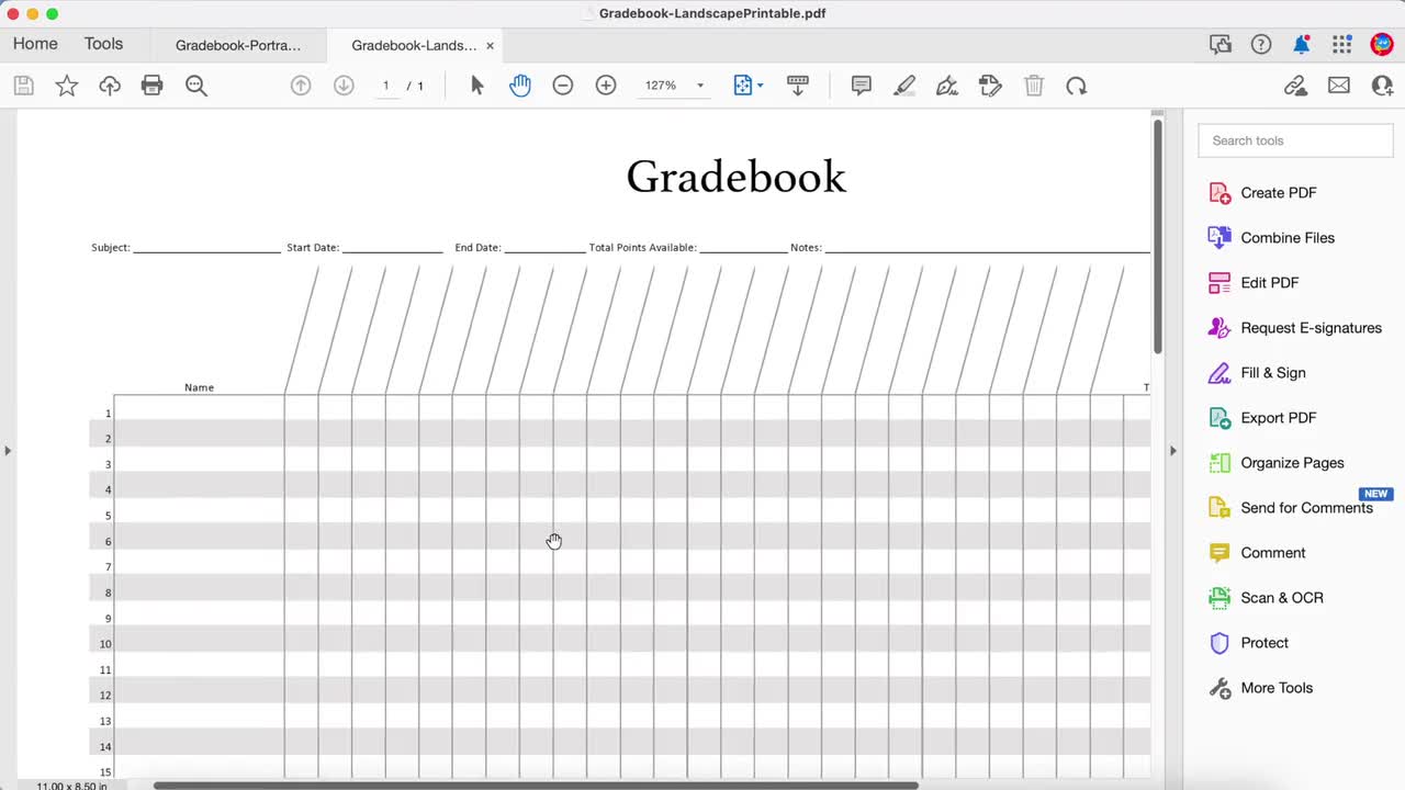 Gradebook Template Landscape PPT Common Concerns PowerPoint