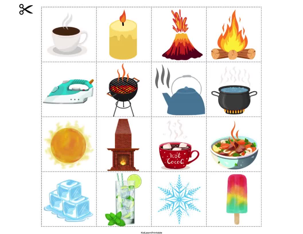 Hot And Cold Matching Cards Autism Tank: Opposites!