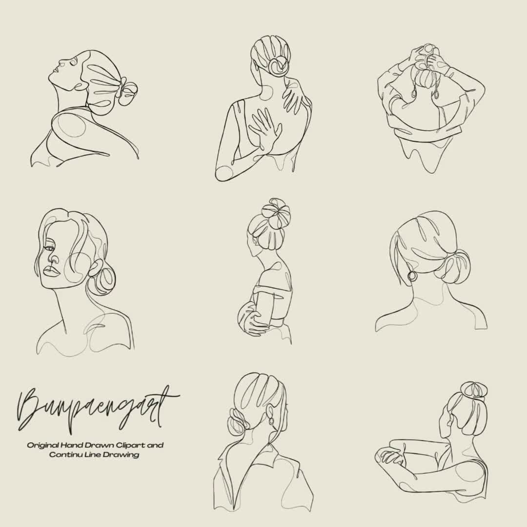 How To Draw Hair In A Bun Premium Vector | Girl Face With Bun Drawing