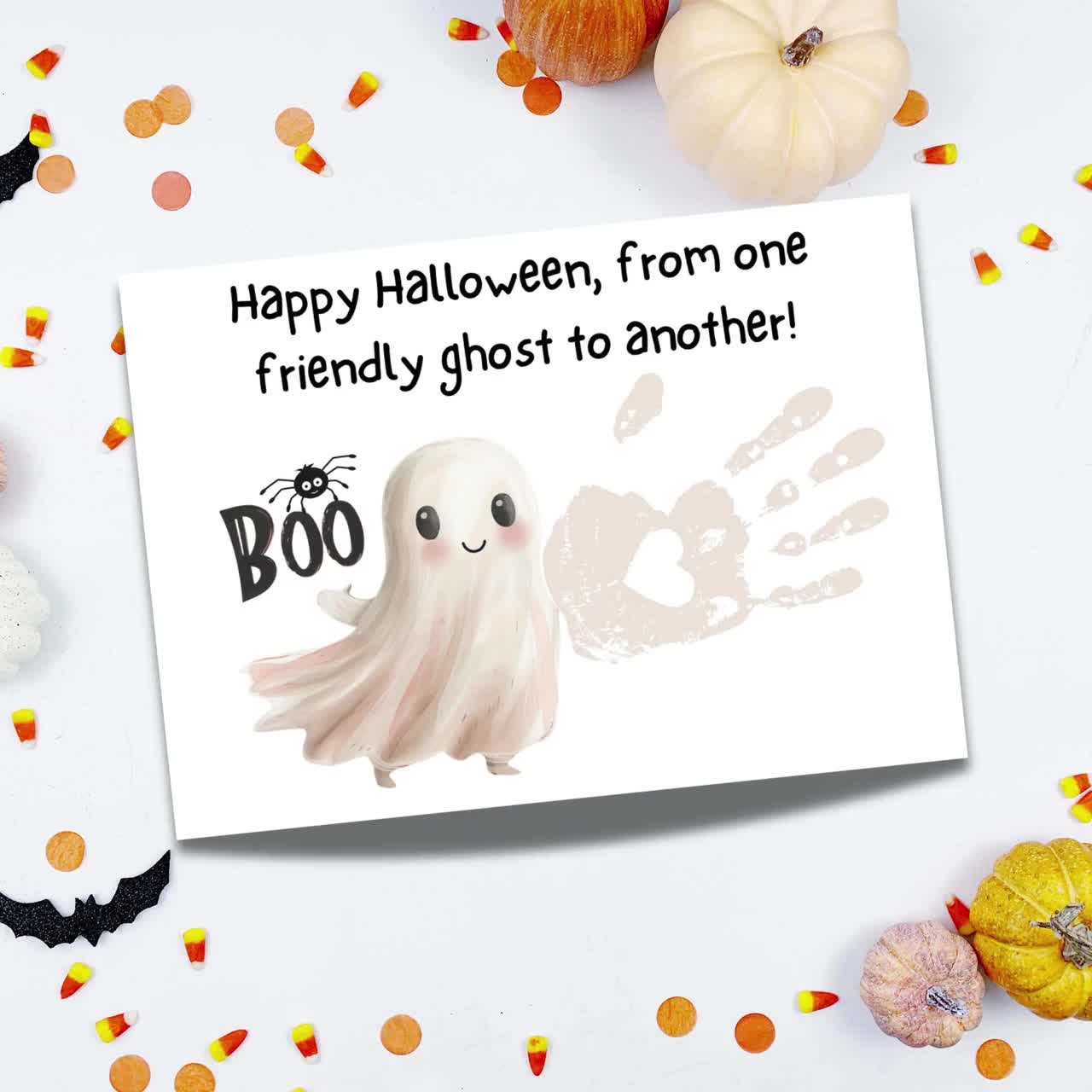 Halloween Ghost Handprint Art