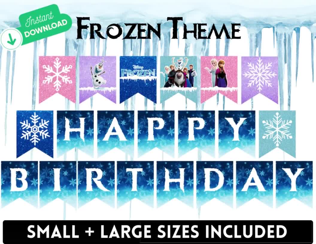 Printable Frozen Banner Happy Birthday Disney Frozen Birthday Party
