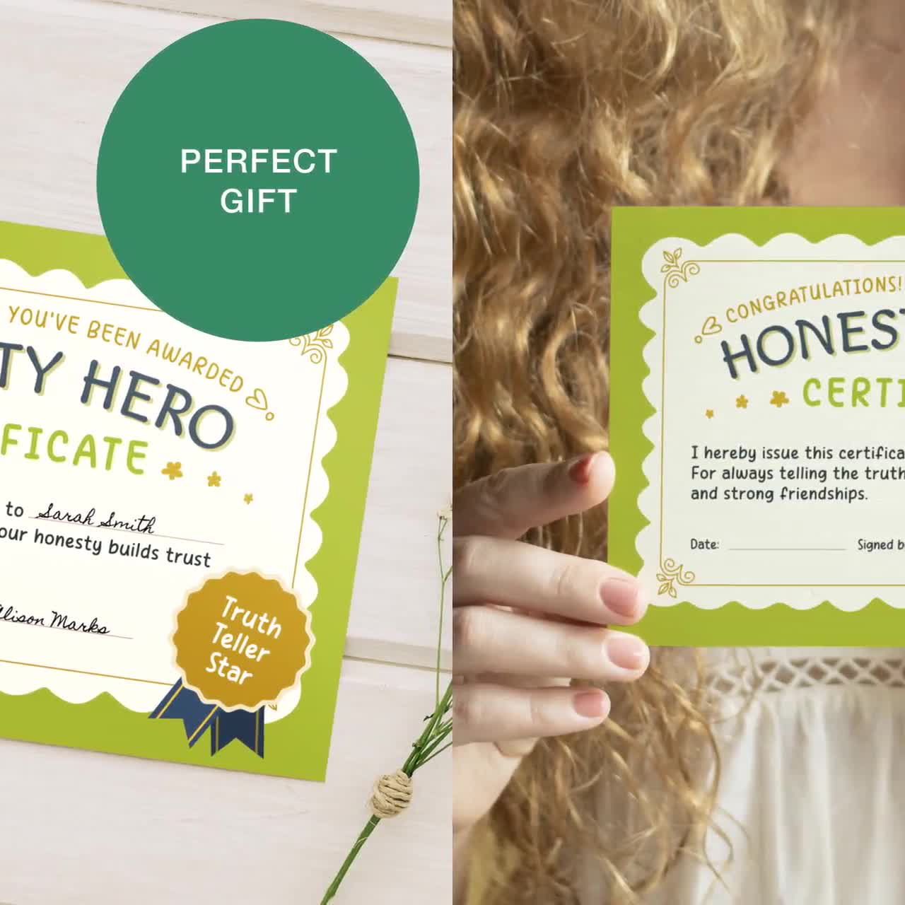 Honesty Award Certificates Printables INSTANT DOWNLOAD Cheerleading