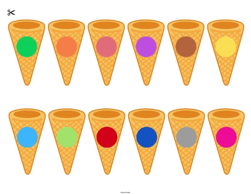 Learn Colors For Kids And Color This Double Ice Cream Cone