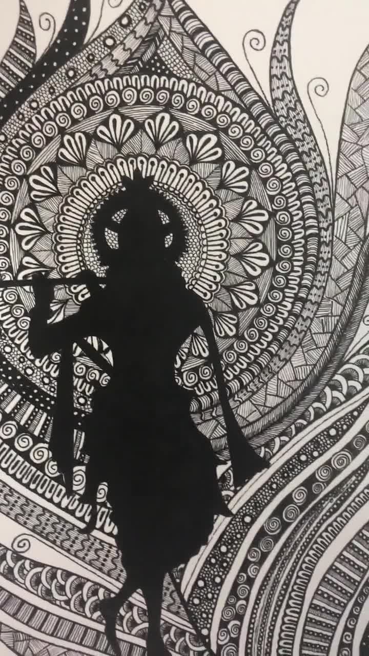 Lord Krishna Peacock Feather Drawing