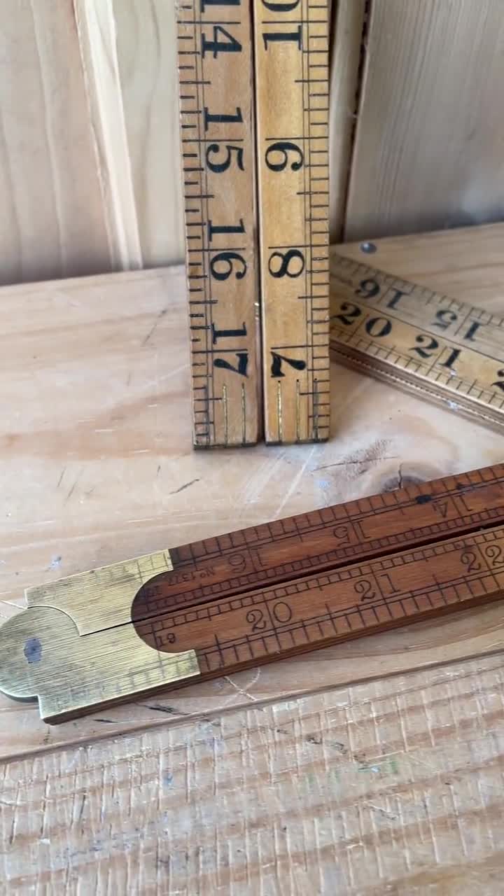 Vintage Ruler Border Stock Vintage Folding Wooden Rule, Boxwood