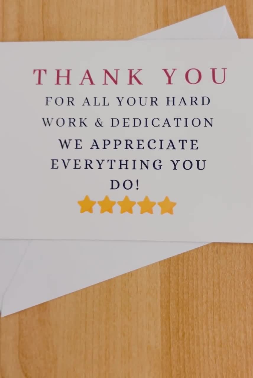 Hard Work Thank You Note