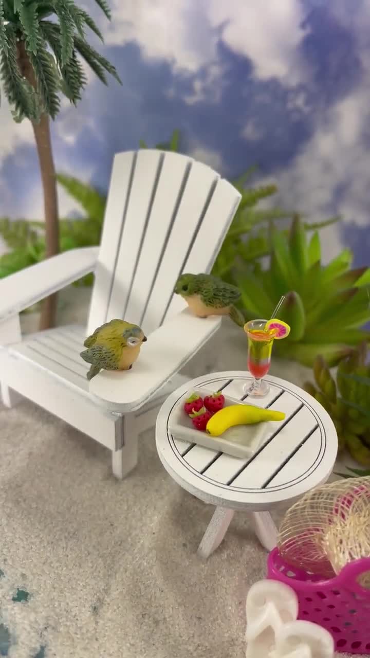 Miniature Beach Chair Miniature Deck Chair Blue, Miniature Beach Garden ...