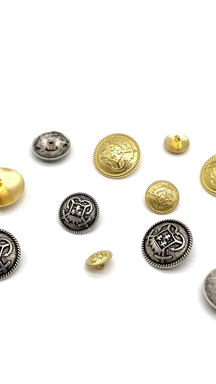 12 Pcs Vintage 'crested Anchor' Metal Shank Buttons | Unique 12 Pcs Vintage 'crested Anchor' Metal Shank Buttons | Unique