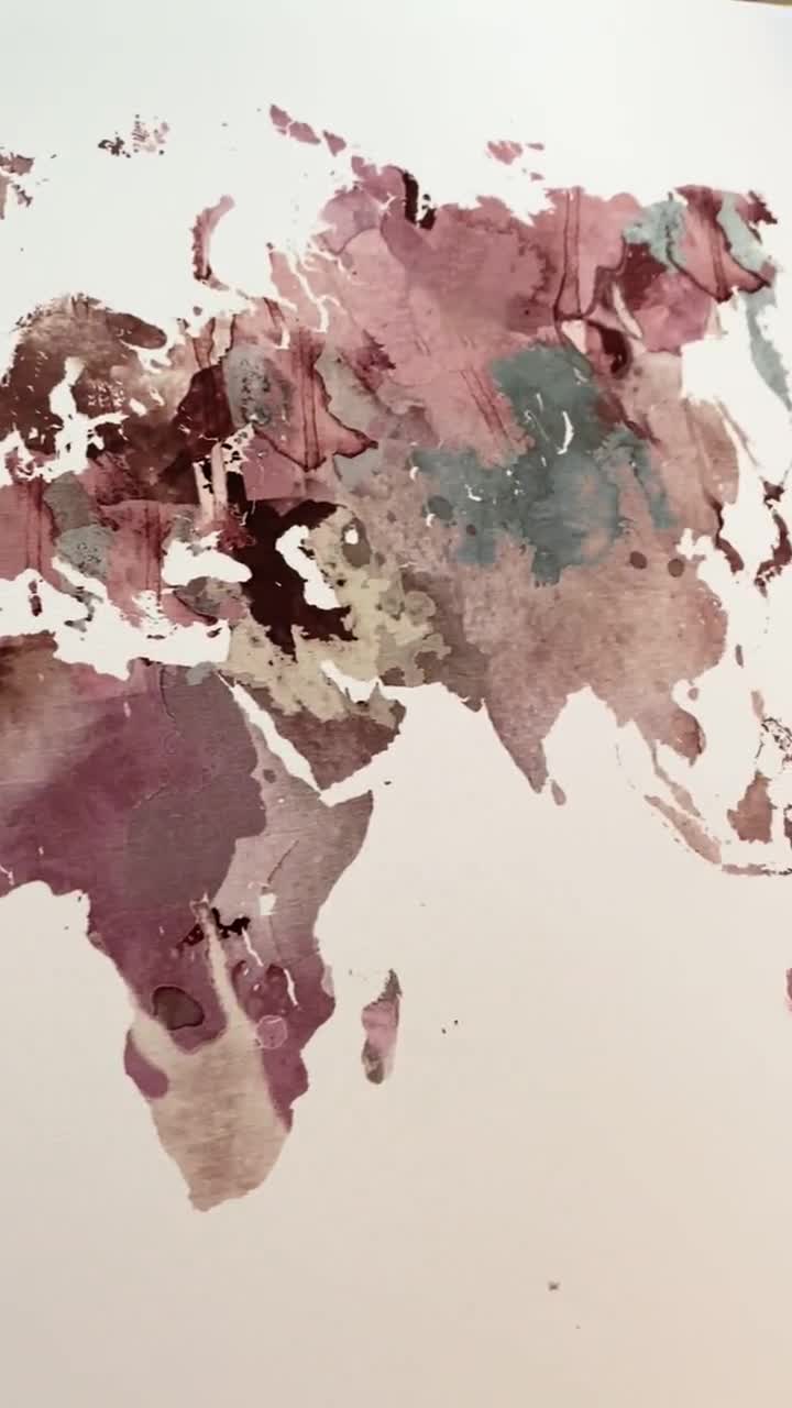 Watercolor World Map Etsy