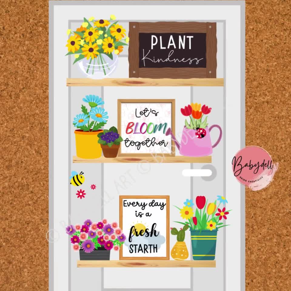 Spring Bulletin Board Decor Plant Kindness Spring Bulletin Board ...