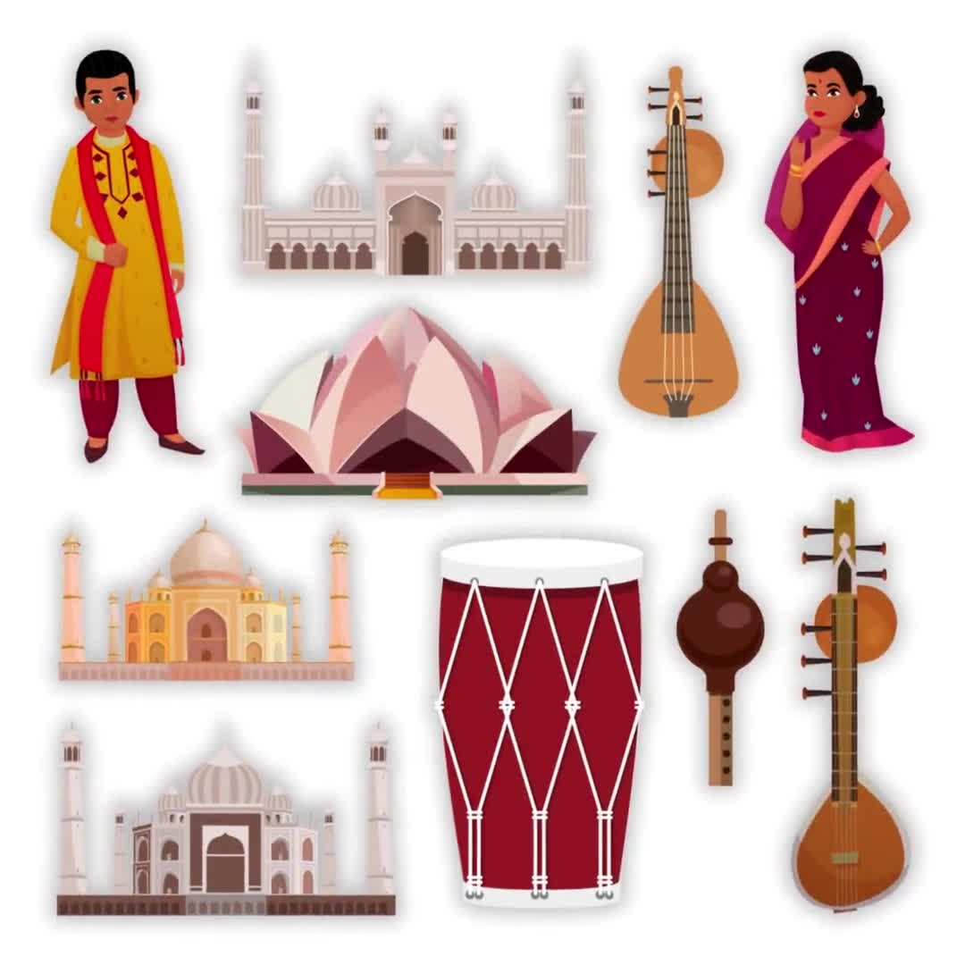 Indian Clipart Collection Indian Fashion Set Illustration. Royalty
