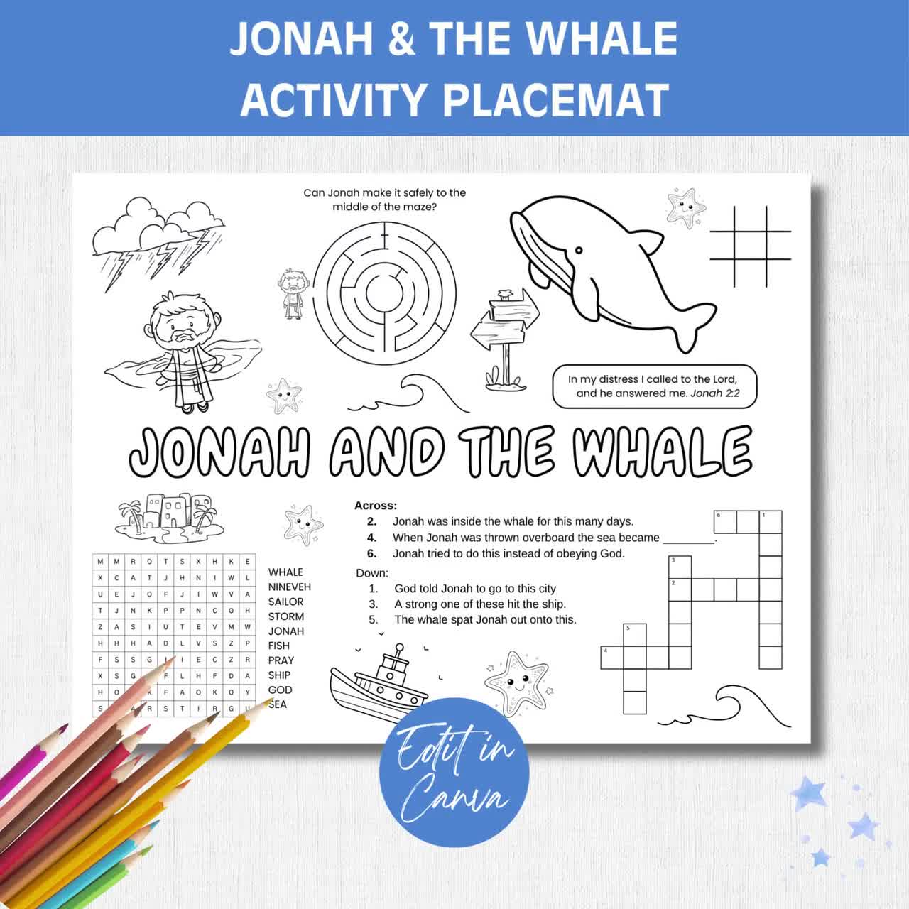 Jonah Name Worksheet Loaves And Fishes Bible Quiz (PDF) – Bible