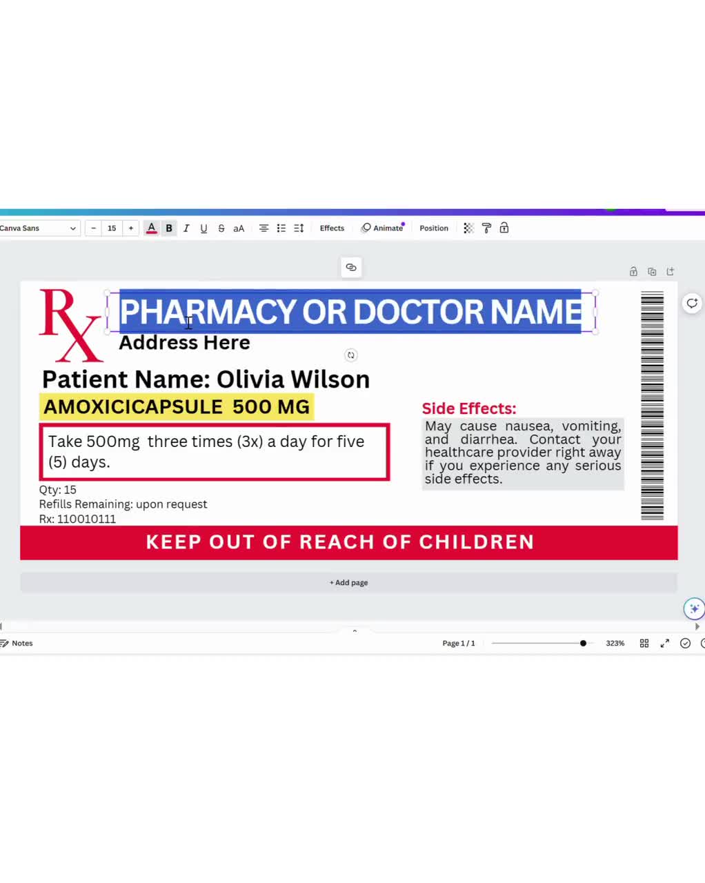 Blank Prescription Bottle Label Template Gag Prescription Label
