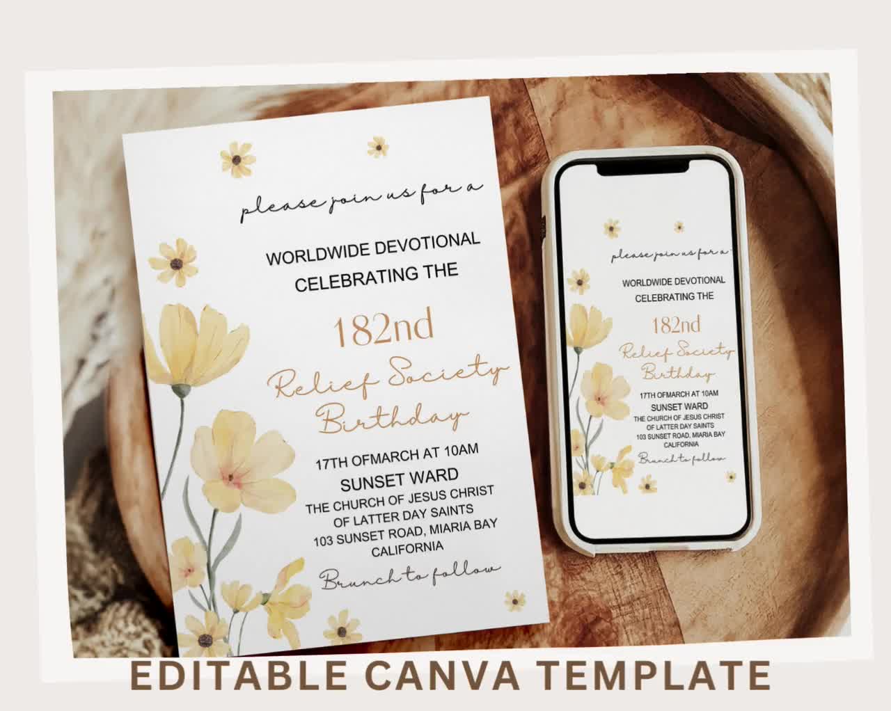 Relief Society Birthday Celebration Invitations