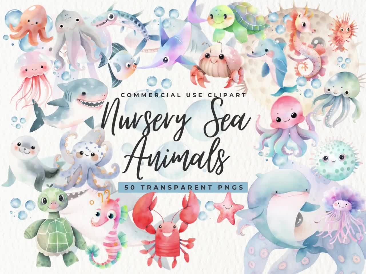 Sea Creatures Baby Shower Clip Art