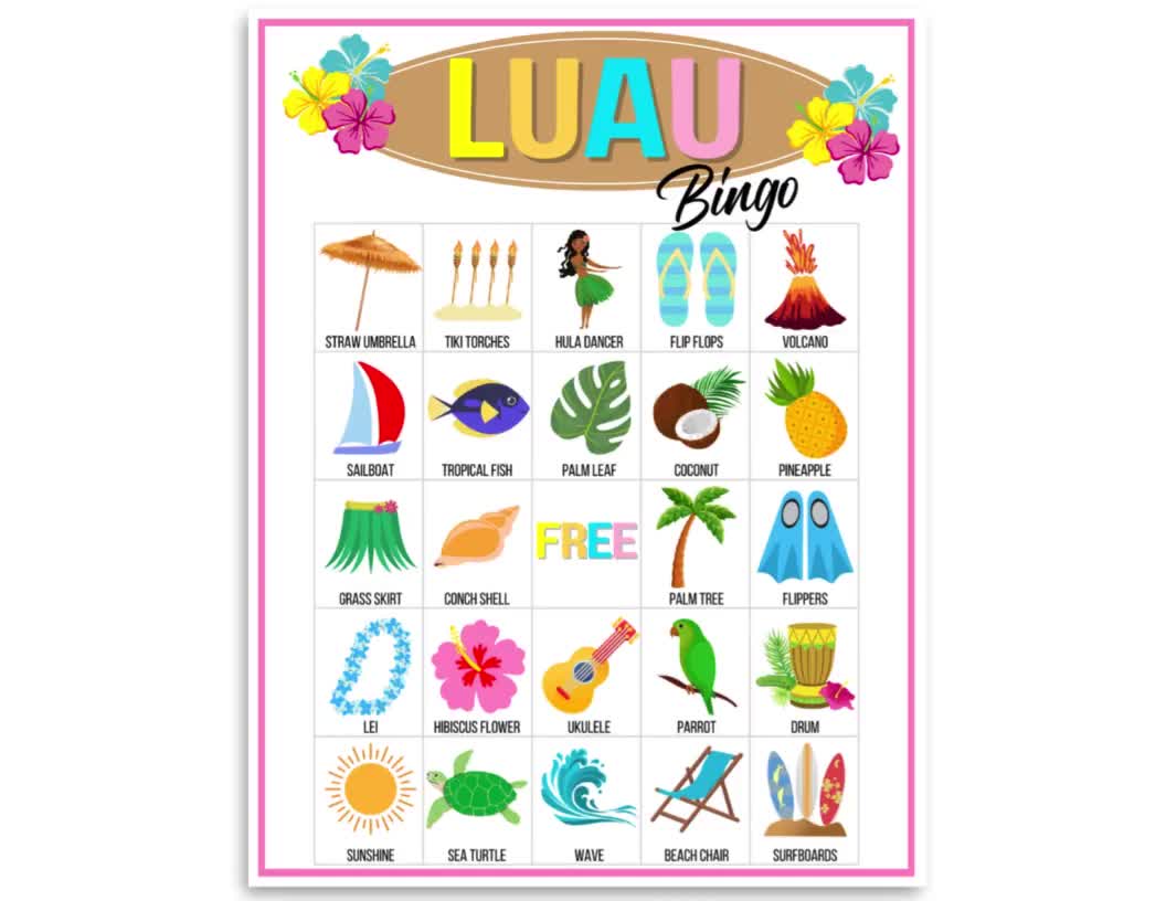 Aloha Bingo Cards Hawaiian Bingo Luau Bingo Luau Party Games Luau🥗 ... Aloha Bingo Cards Hawaiian Bingo Luau Bingo Luau Party Games Luau🥗 ...