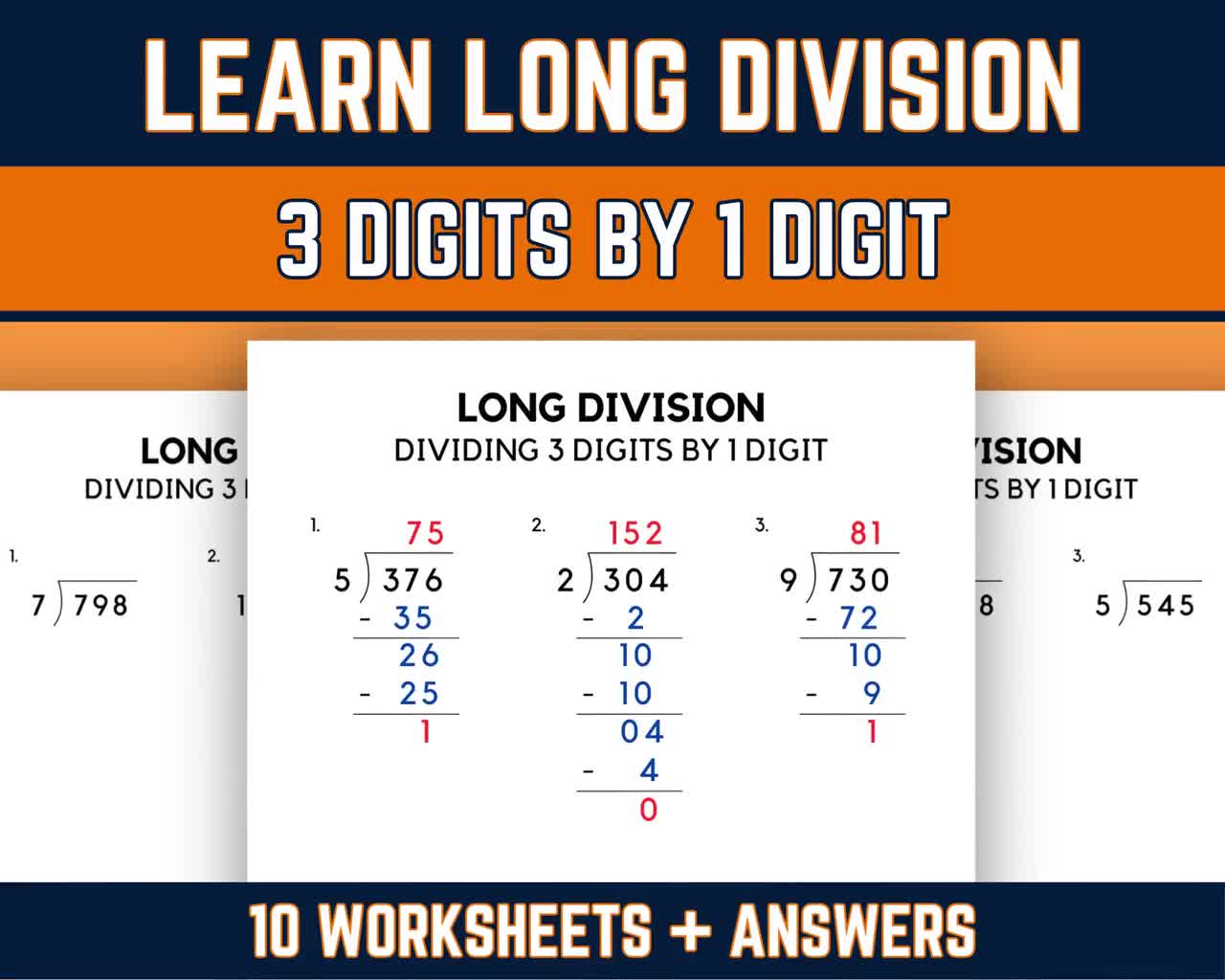 Long Division Practice Worksheets Printable