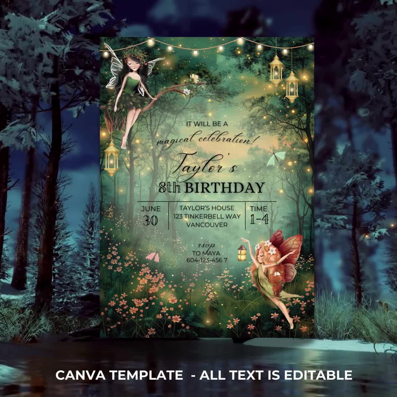 Woodland Pixie Party Invites Custom Fairy Birthday Invite Pixie