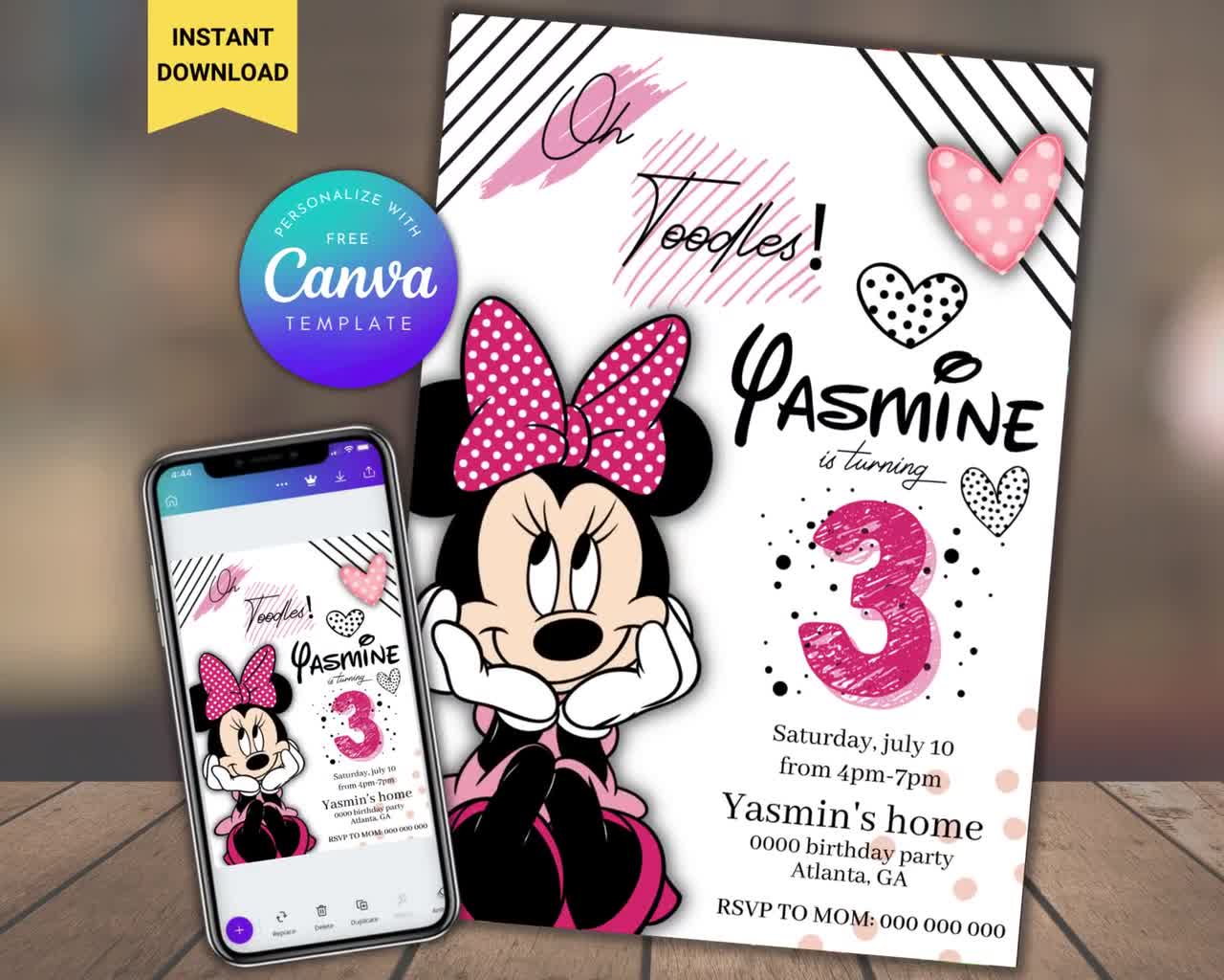 Personalized Minnie Mouse Invitations Template Free Minnie Mouse
