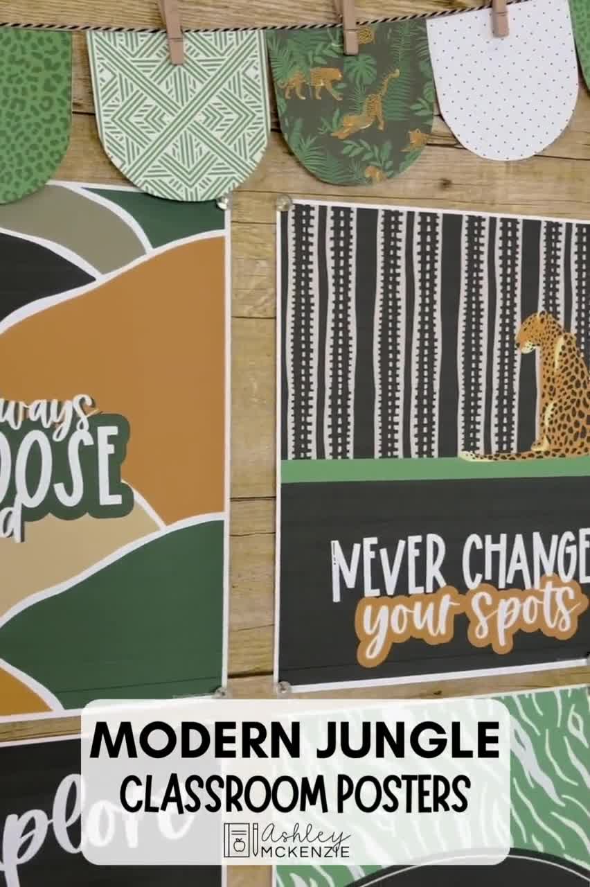 Safari We are Wild about School Bulletin Board Set Jungle Classroom ...