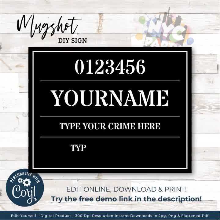 Make Your Own Mugshot Sign Custom Funny Mugshot Sign Photobooth Selfie
