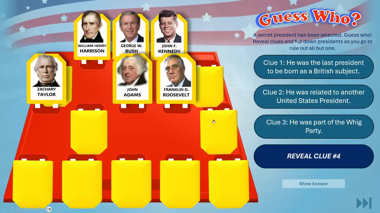 Presidents Guess Who Game 30 President Fun Facts + 6 Presidents' Day