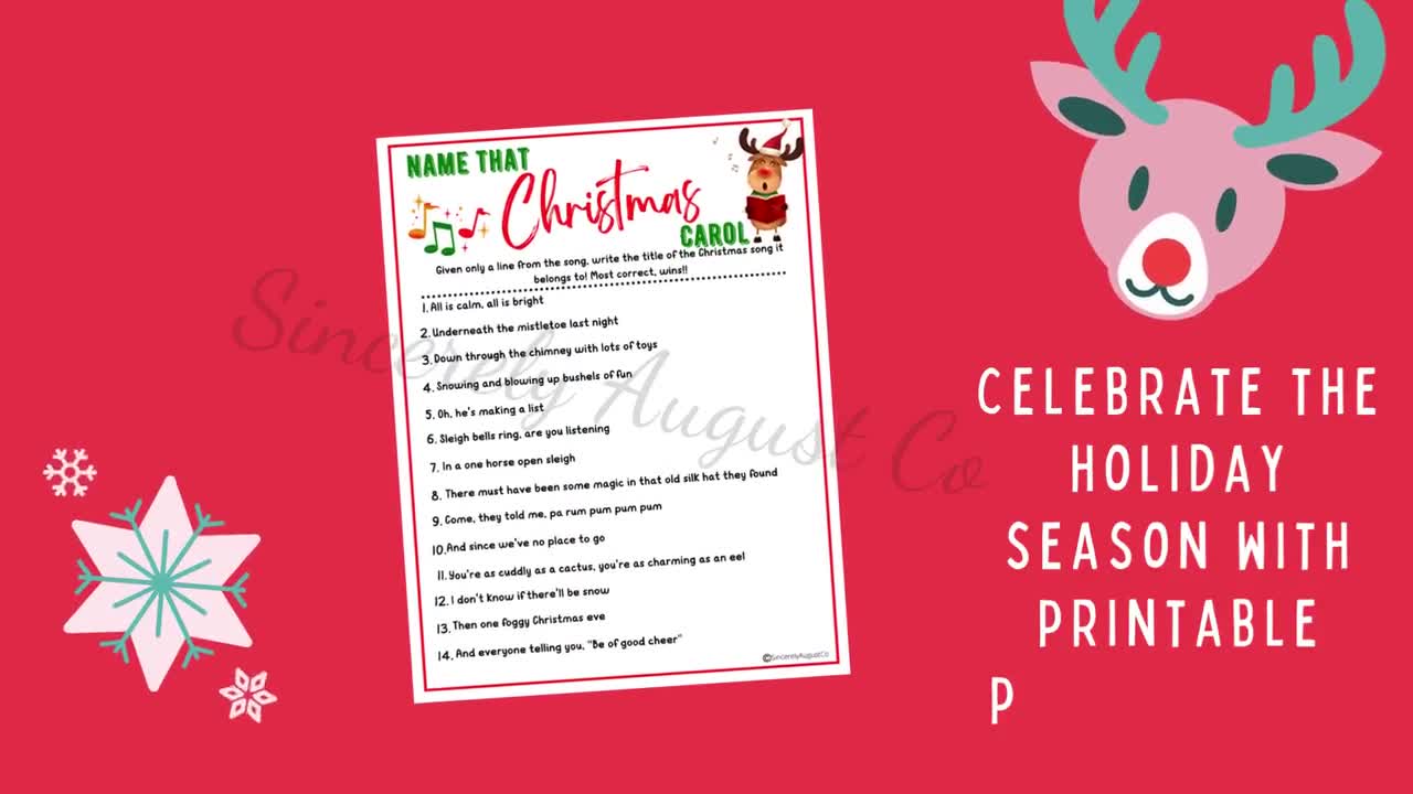 Name That Christmas Carol Printable Game The Benson Street