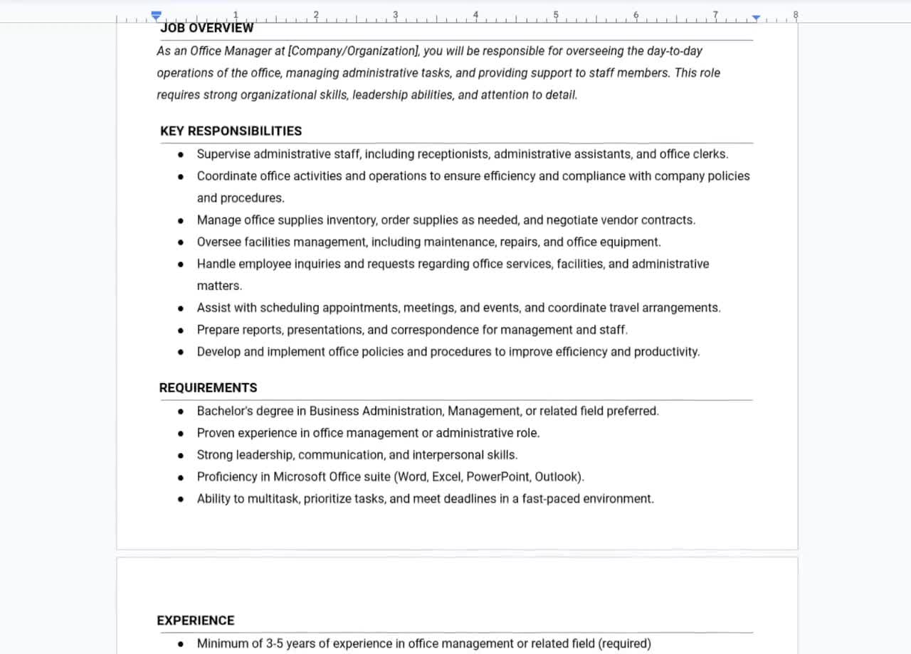 Office Manager Job Responsibilities