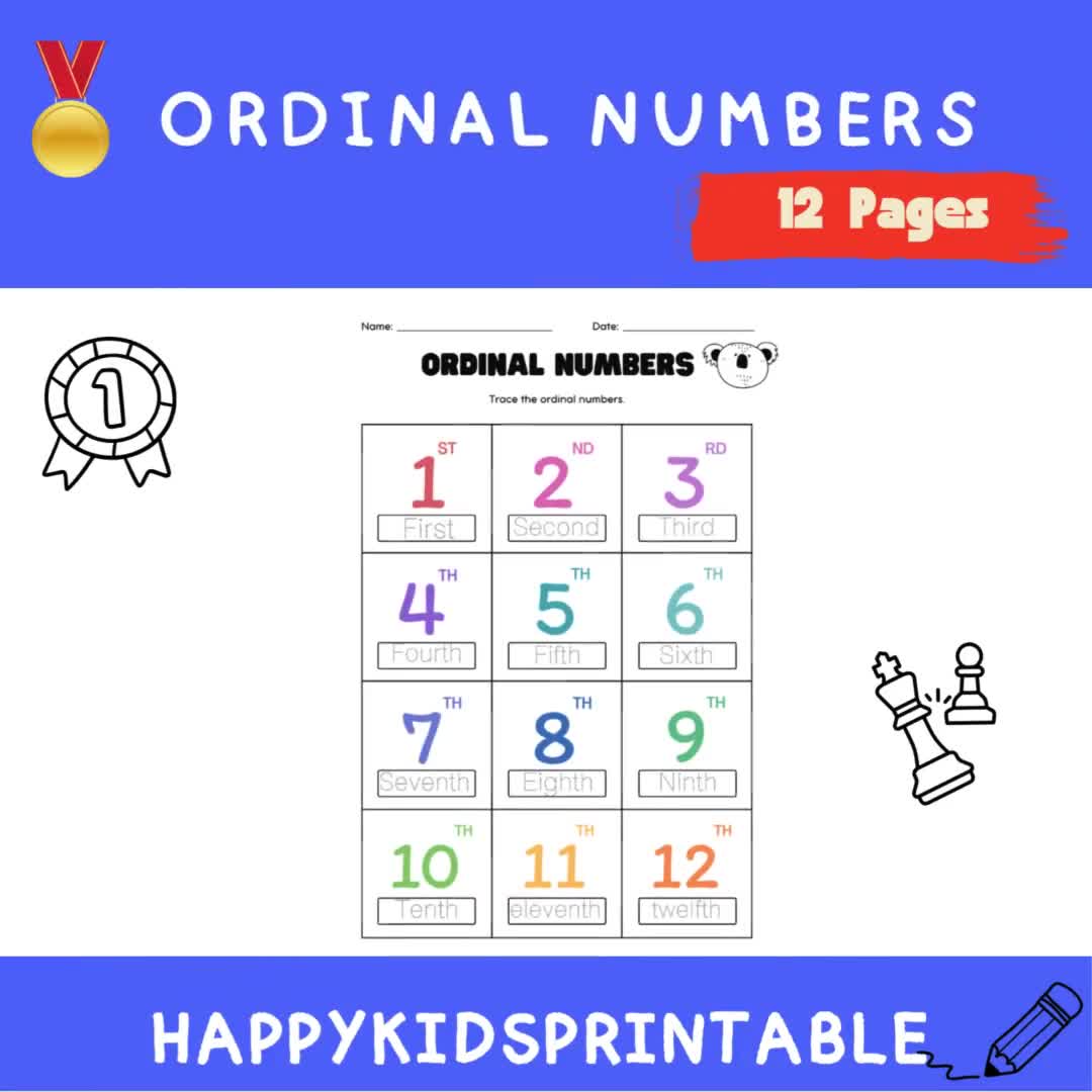 Ordinal Numbers Clipart Worksheet