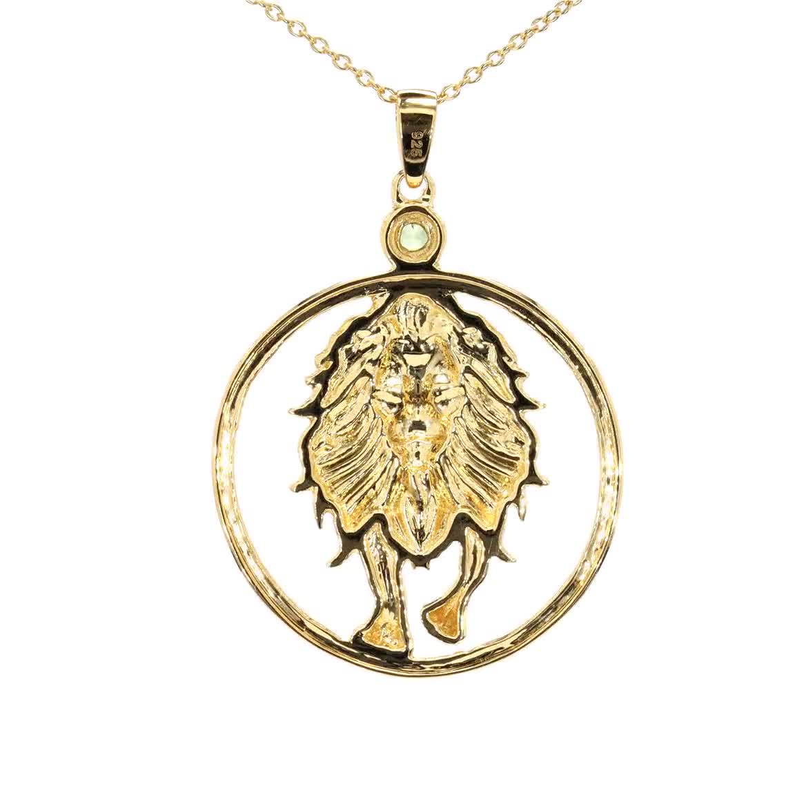 Leo Lion Pendant 14k Sterling Silver Yellow Gold Genuine Peridot Leo Lion Zodiac Pendant Necklace Astrology Zodiac Sign Jewelry Gifts